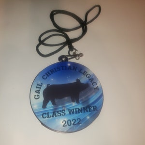 4" Custom Livestock Award Medallion With Lanyard. Personalized for Your ...