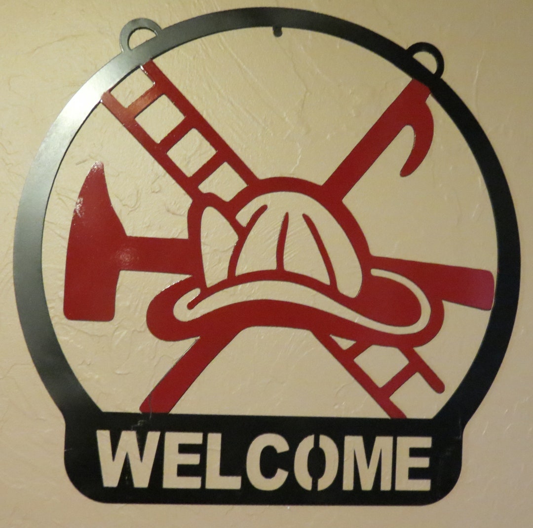 Fireman Circle Sign. Yard Garden Decor Decoration. Plasma Metal Art ...