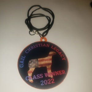 4" Custom Livestock Award Medallion With Lanyard. Personalized for Your ...