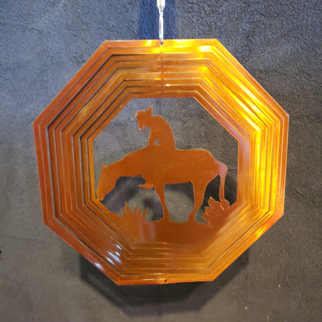 Cowboy Western Wind Spinner. Garden Wind Whirly. Patio Decoration ...