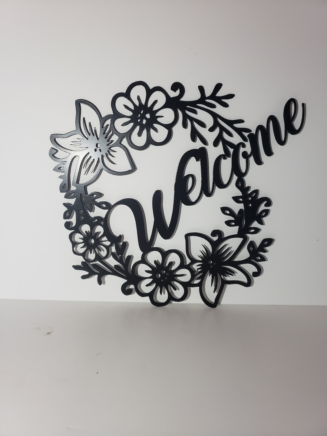 Metal Plasma Cut Flower Welcome Wreath Plasma Cut Design as a Yard ...