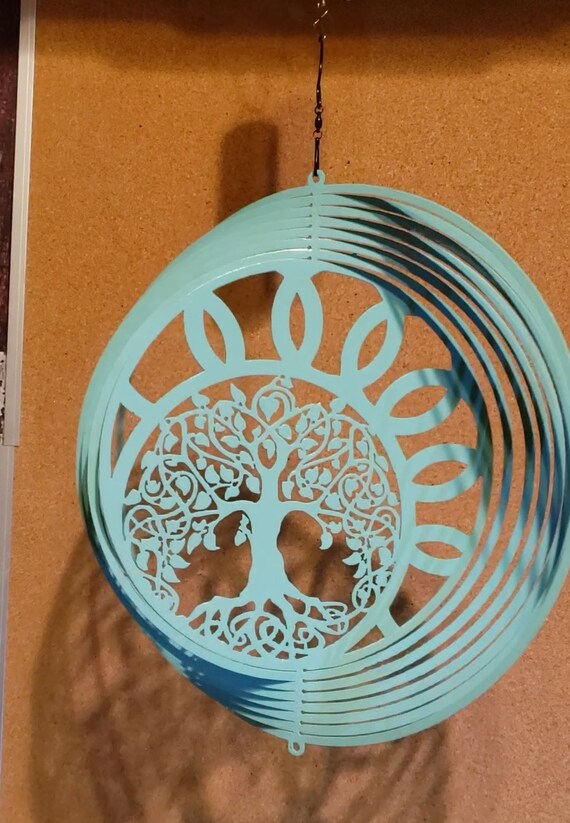 Spinner a vent arbre de vie Decoration de cour Art metallique decoupe au plasma Jardin Spinner cinetique Cadeau Moulin a vent Cadeau pour maman Cadeau papa Etsy France