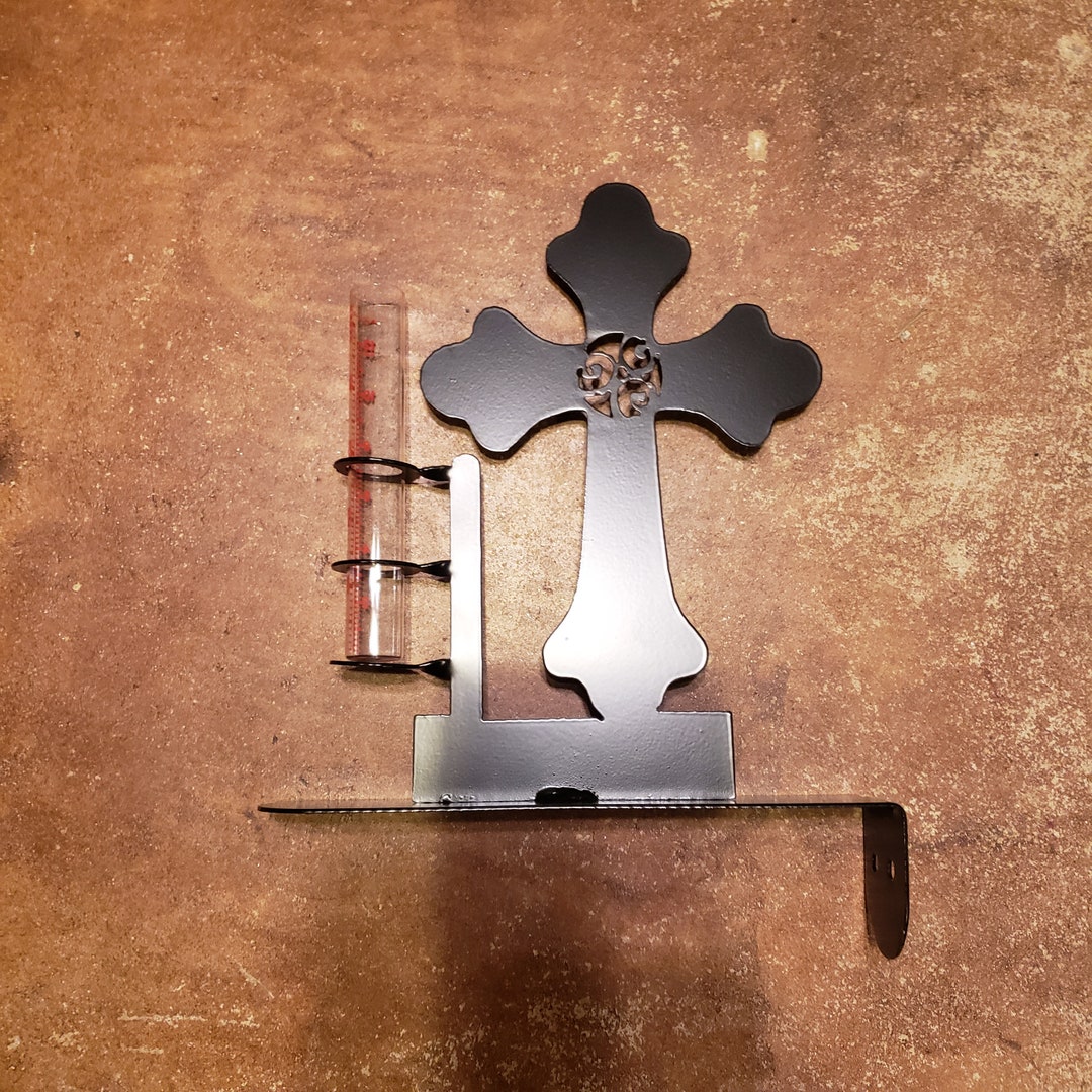Cross Rain Gauge: Rustic Metal Yard Decoration - Etsy