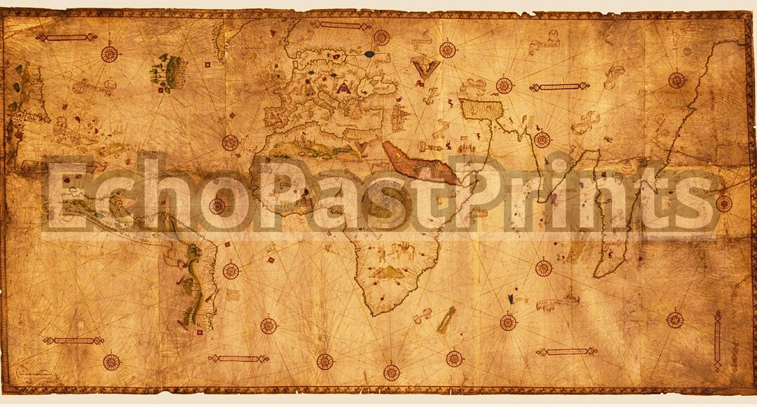 Antique World Map Printable – Vintage 1505 Old World Planisphere ...