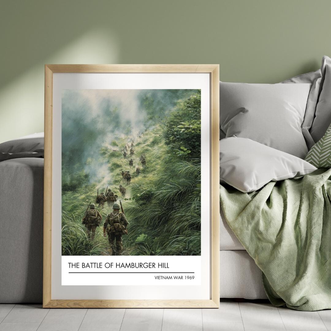 Battle of Hamburger Hill 1969 Poster – Vietnam War Jungle Combat Wall ...