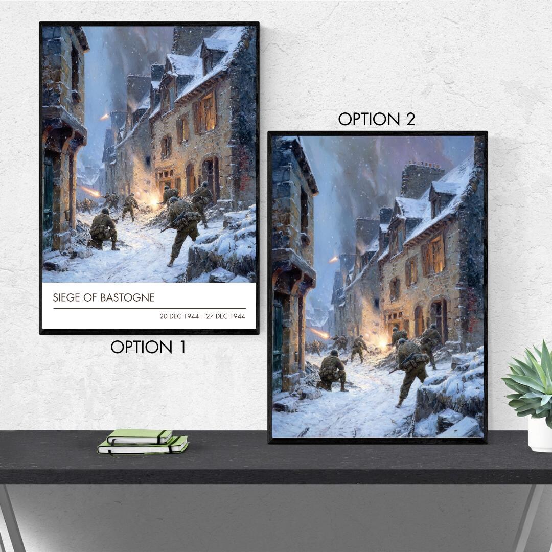 Siege of Bastogne Poster – WWII 1944, Battle of the Bulge Wall Art ...