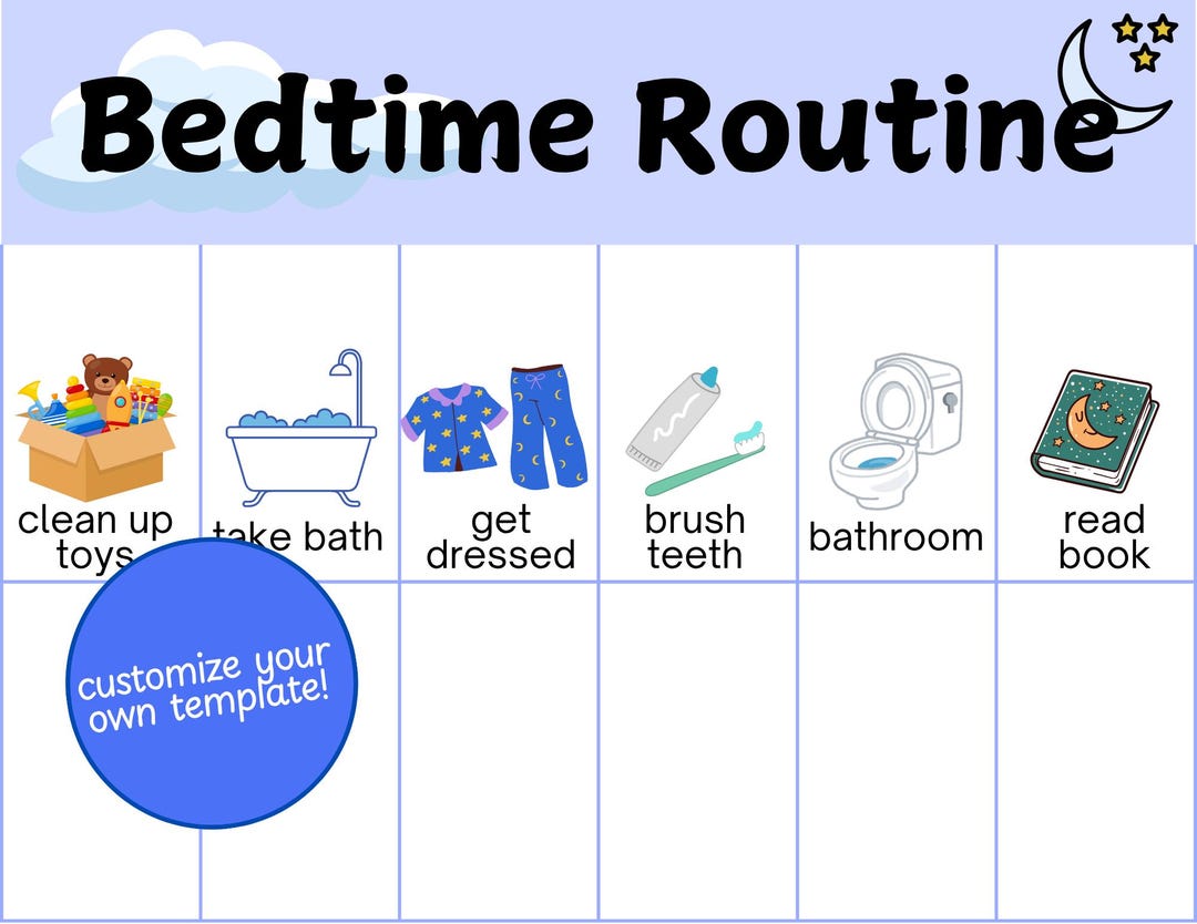 Flip-up Bedtime Routine Checklist Template - Etsy