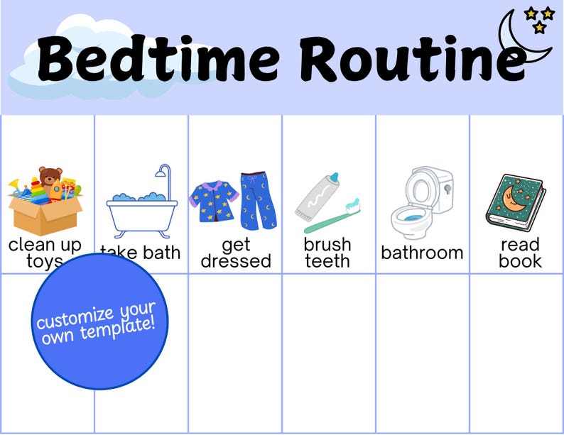 Flip-up Bedtime Routine Checklist Template - Etsy