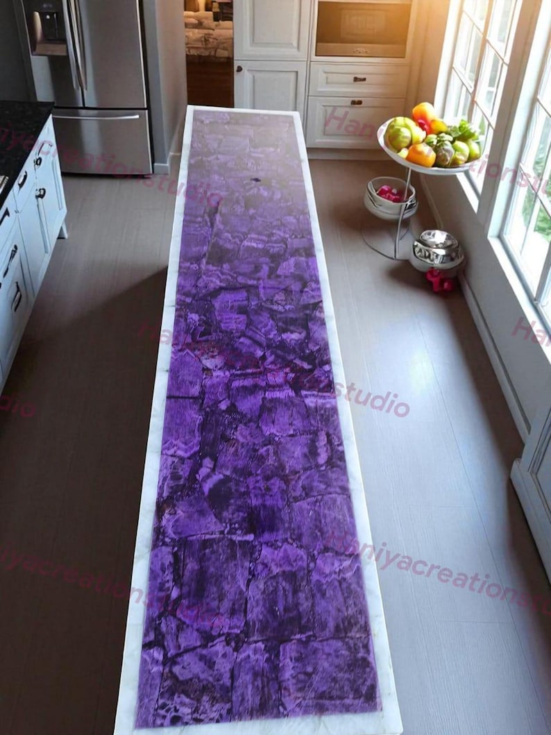 Amethyst & White Quartz Kitchen Countertop: Luxury Natural Stone Slab ...