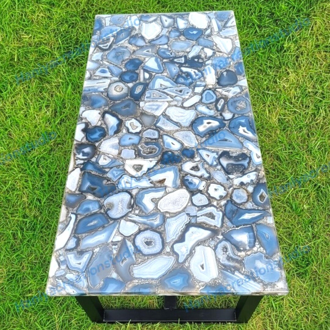 Handcrafted Grey Agate Epoxy Table – Artistic Furniture for Home ...