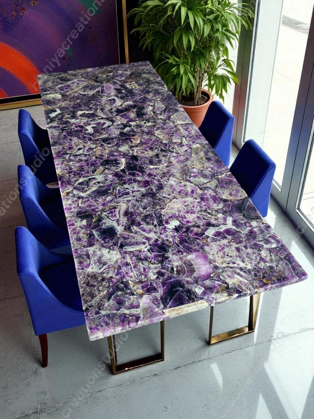 Handcrafted Amethyst Agate Countertop: Luxury Crystal Dining Table - Etsy