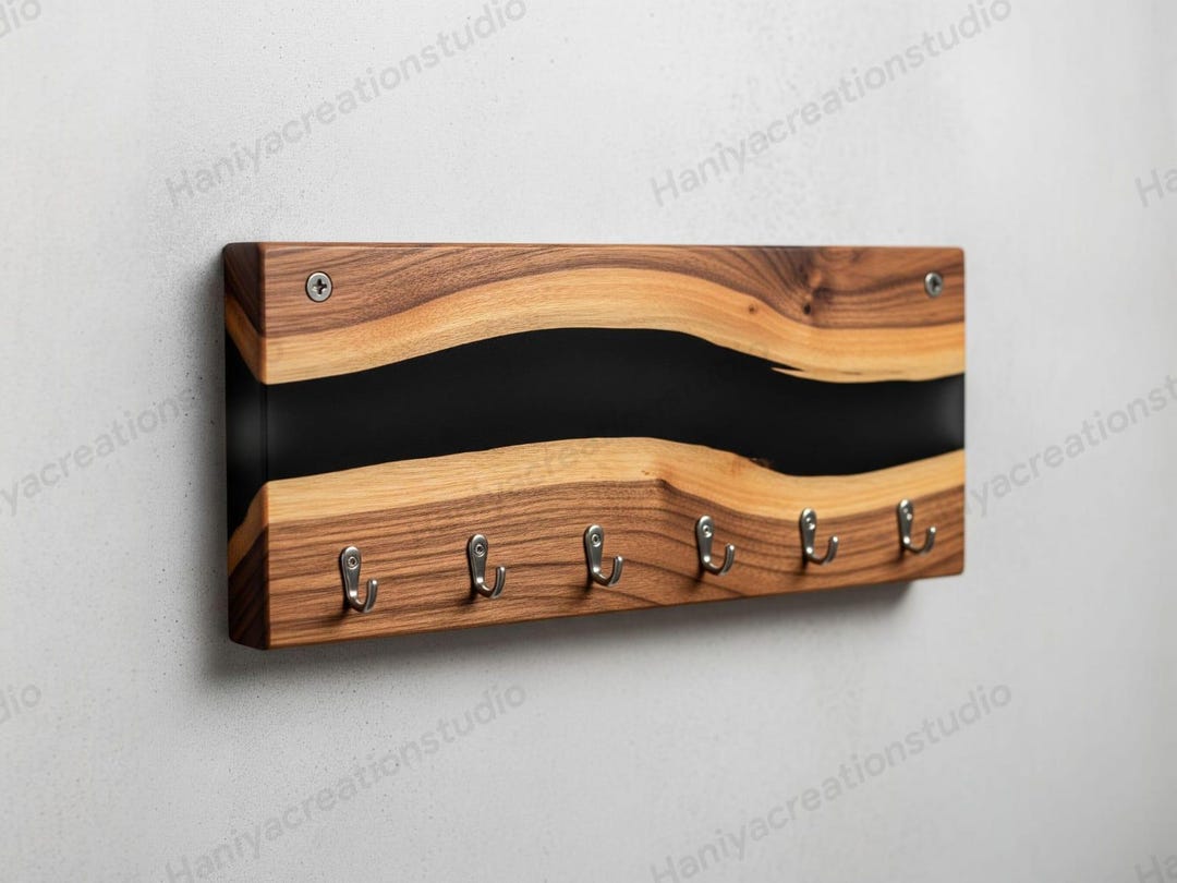 Luxury Black Epoxy Resin and Wooden Key Holder – Modern Wall Décor - Etsy