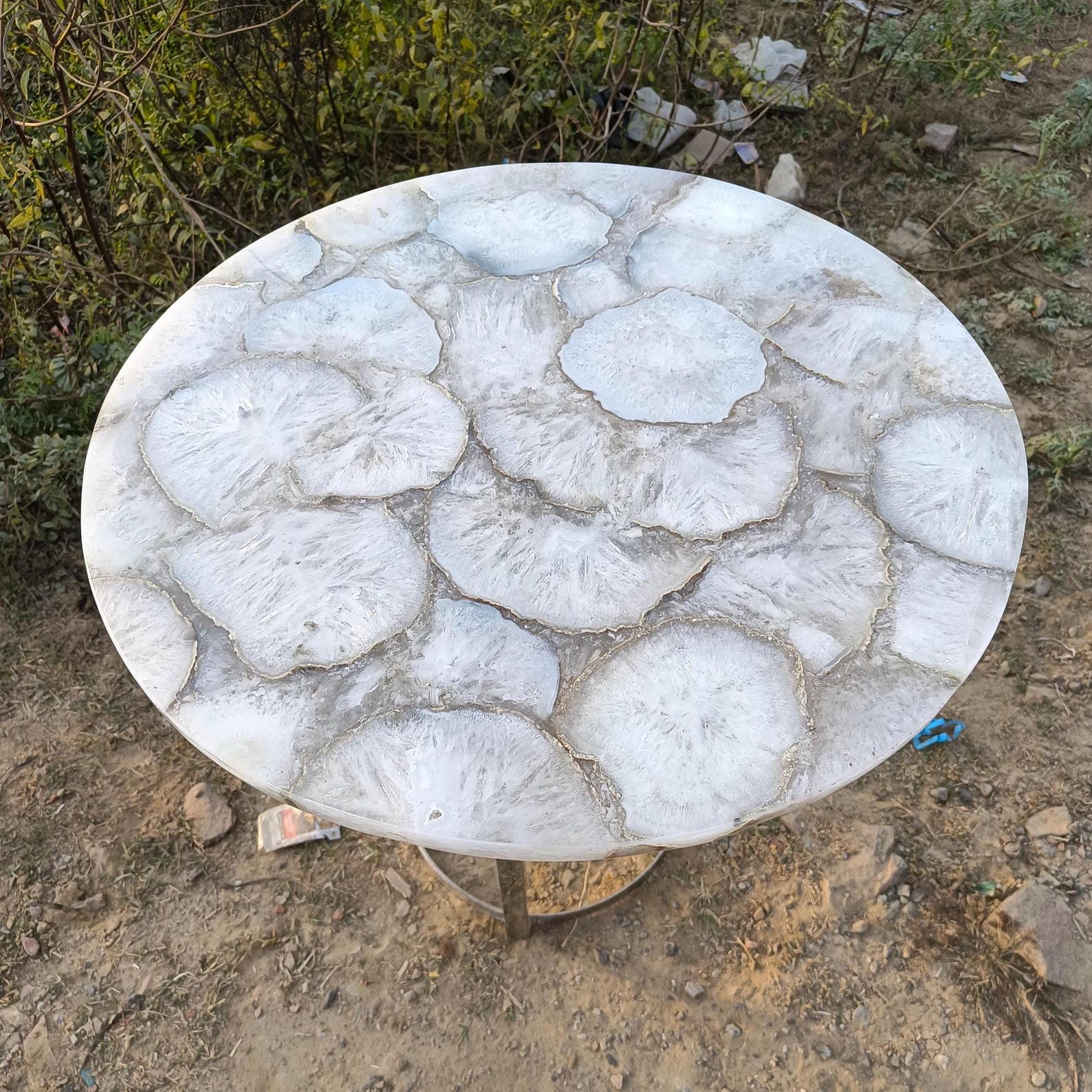 Natural White Agate Round Coffee Table for Your Home, Office, or Hotel ...