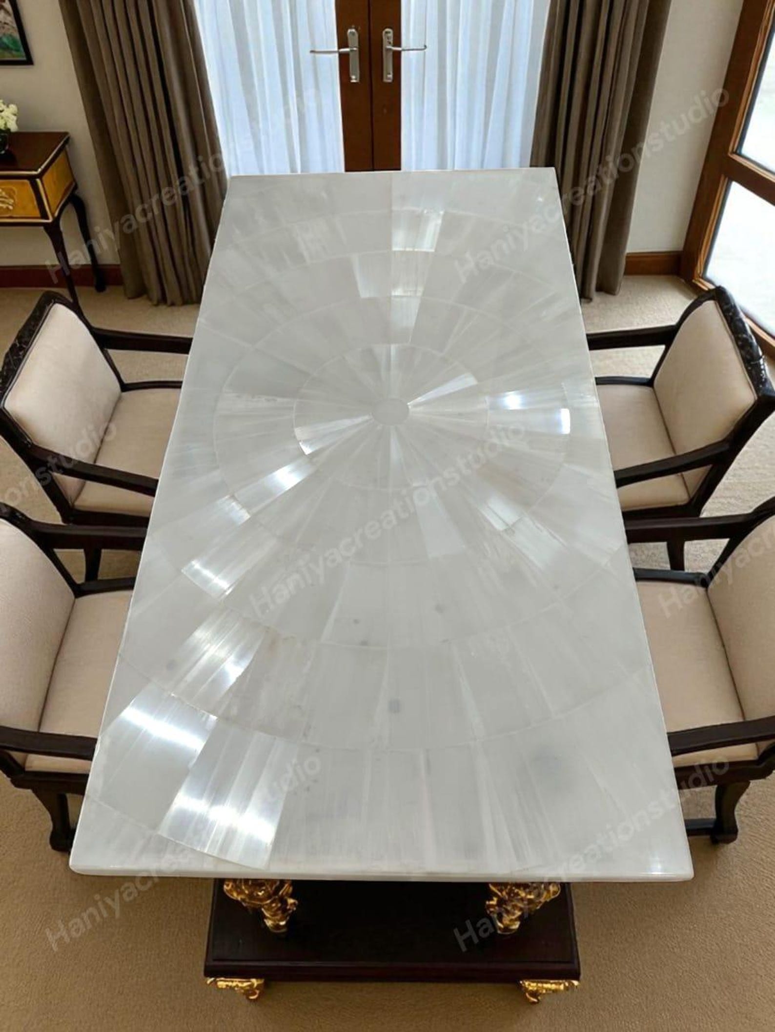 Handmade Selenite Gemstone Dining Table: Elegant Crystal Centerpiece - Etsy