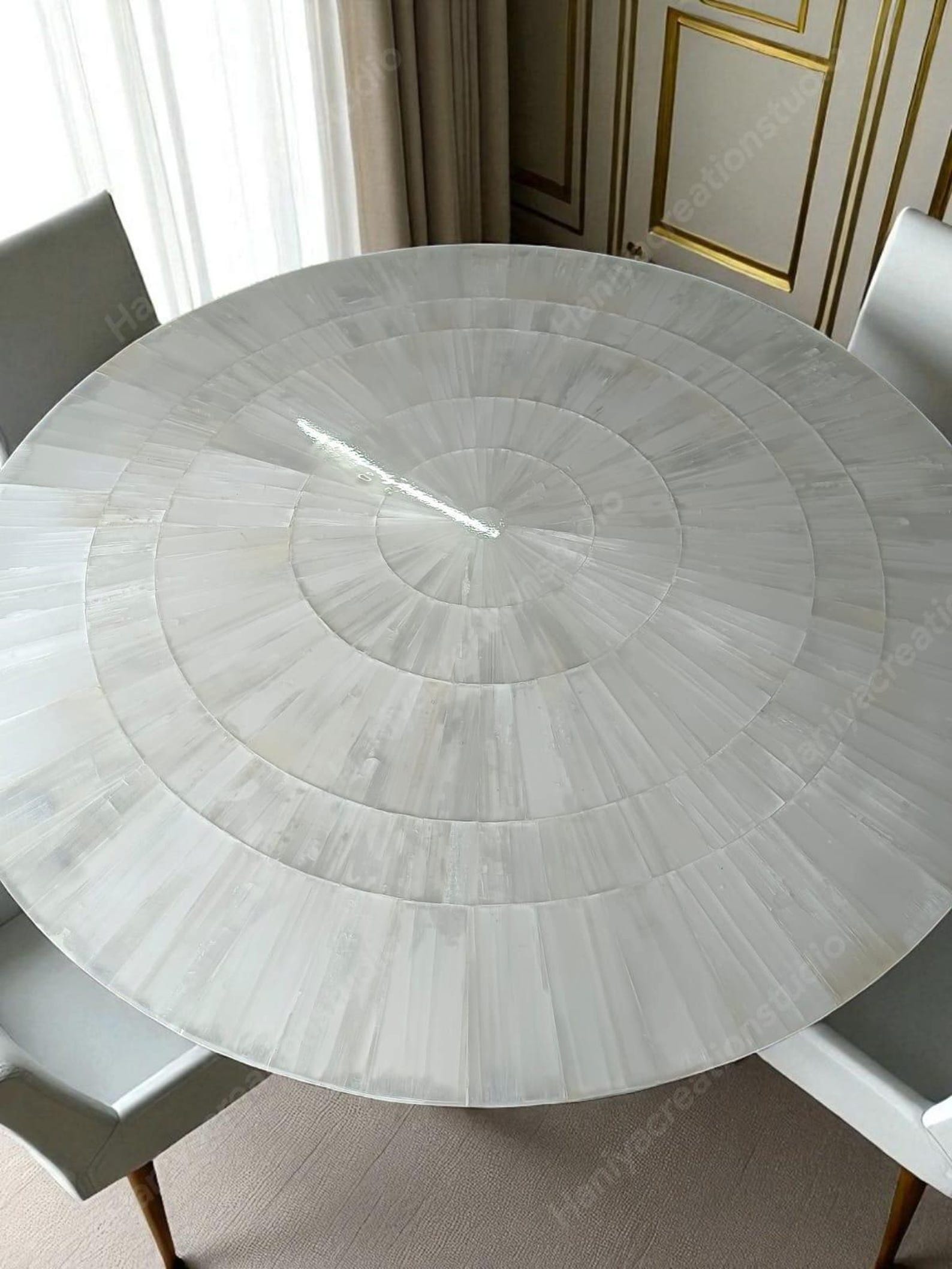 Luxury Selenite Crystal Round Dining Table: Statement Piece for Dining ...