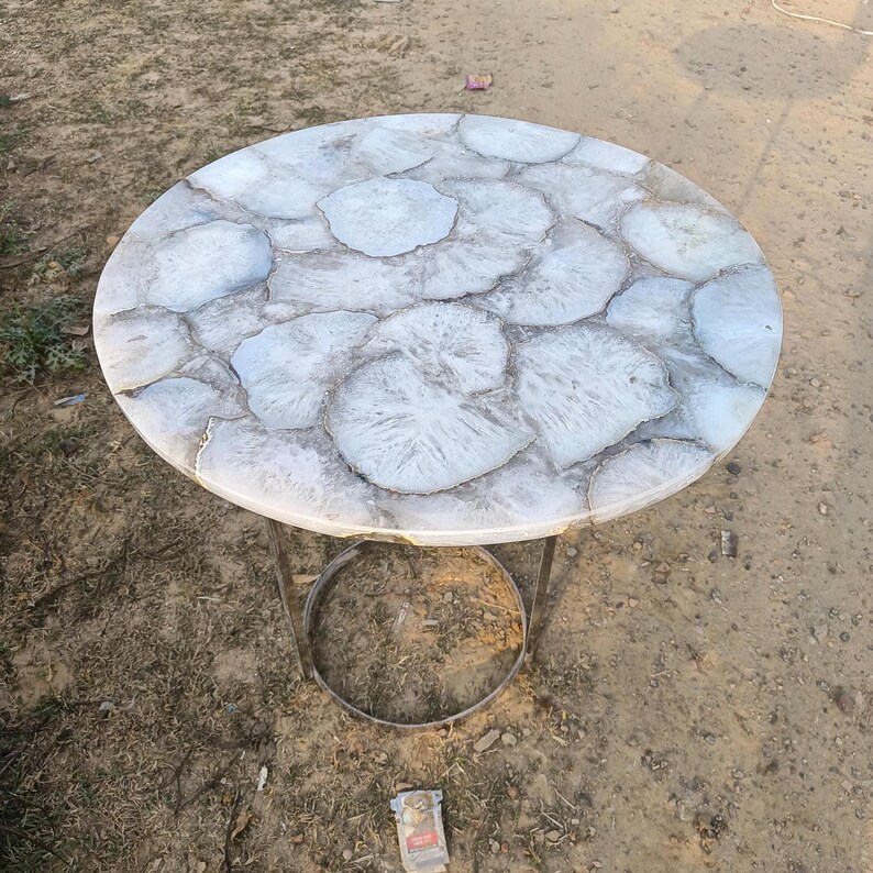 Natural White Agate Round Coffee Table for Your Home, Office, or Hotel ...