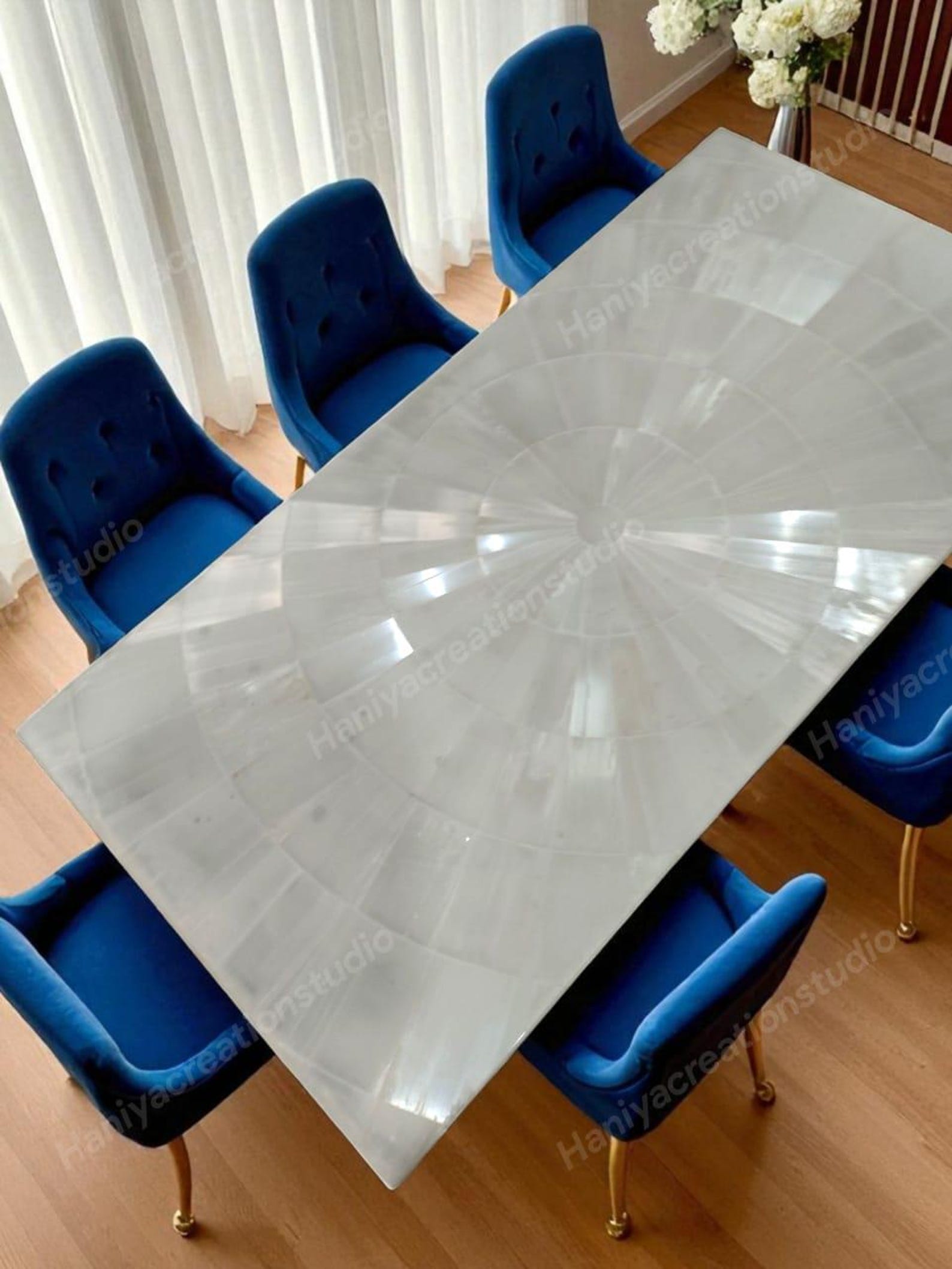 Handmade Selenite Gemstone Dining Table: Elegant Crystal Centerpiece - Etsy