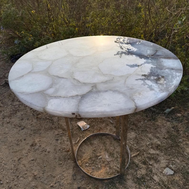 Natural White Agate Round Coffee Table for Your Home, Office, or Hotel ...