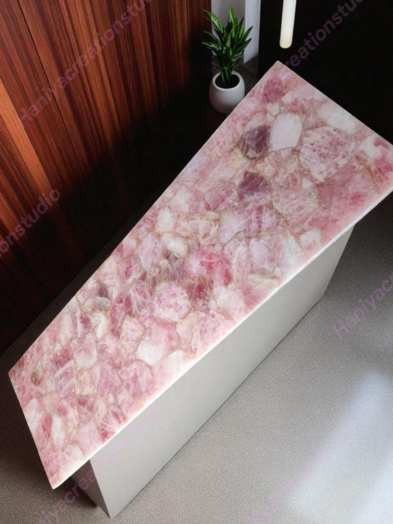 Rose Quartz Countertop: Luxury Kitchen Island, Natural Stone Worktop ...
