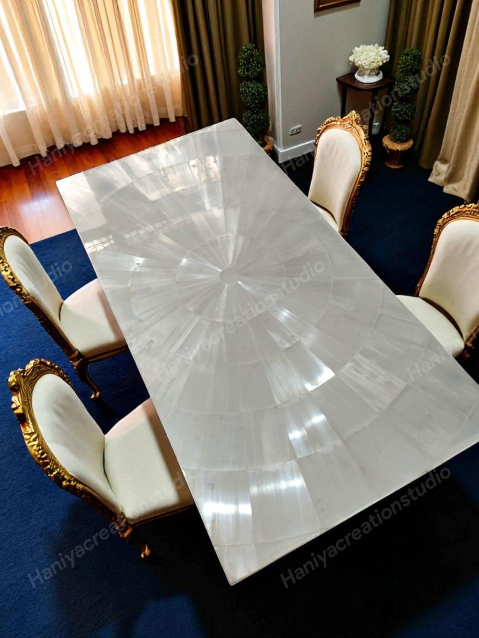 Handmade Selenite Gemstone Dining Table: Elegant Crystal Centerpiece - Etsy