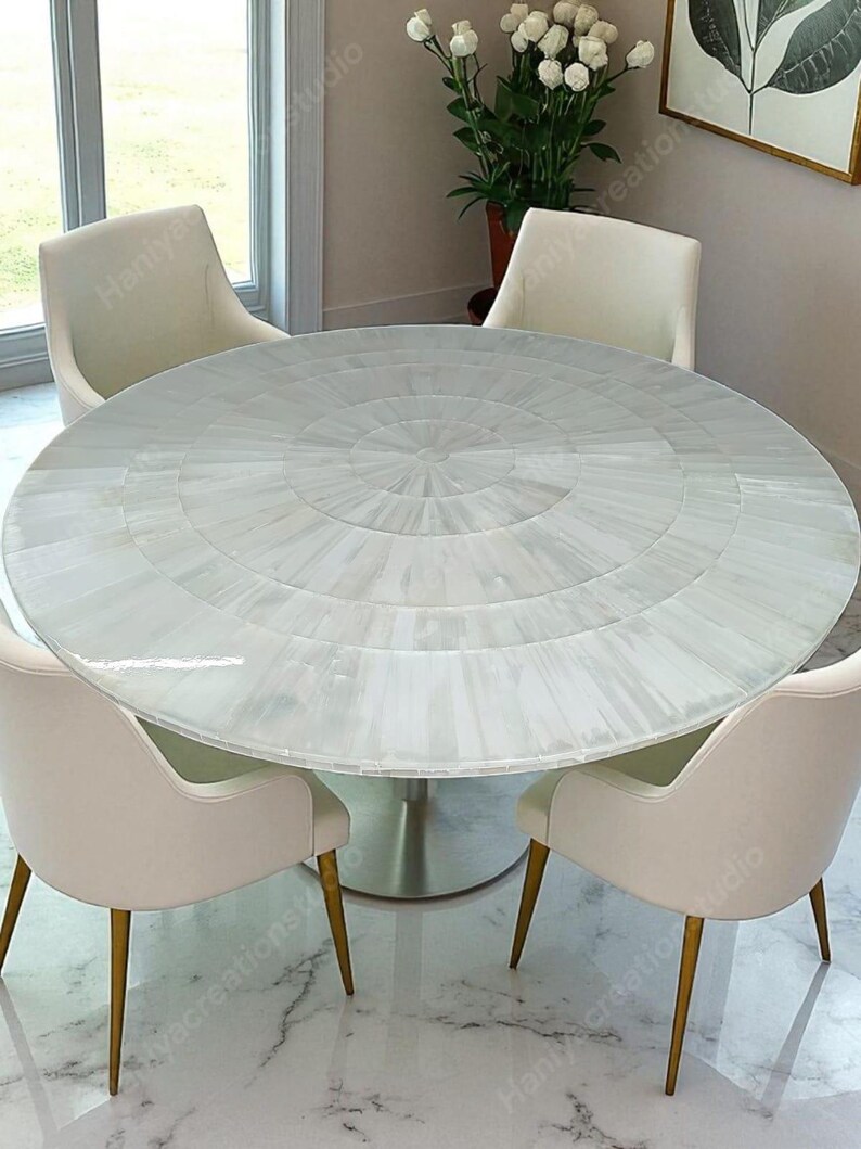 Luxury Selenite Crystal Round Dining Table: Statement Piece for Dining ...