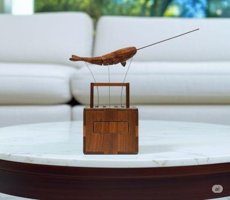 Handmade Wooden Whale Automata: Narwhal Music Box Sculpture - Etsy