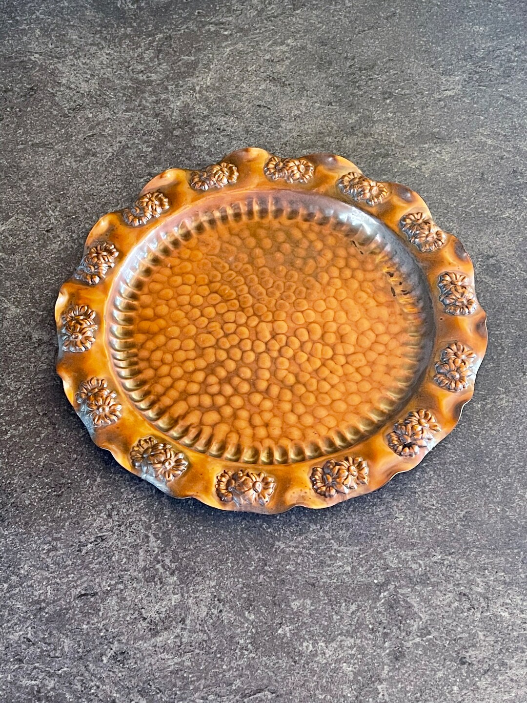 Gregorian Copper Plate Ruffles Edge Solid Copper With Daisy Floral Edge ...