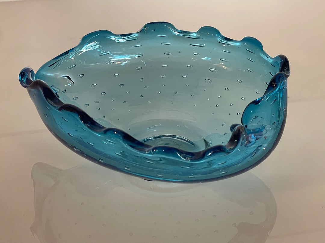 Blown Glass Ash Tray Art Bubble Glass Cigar or Cigarette - Etsy