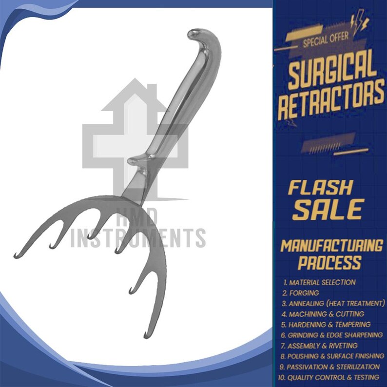 Facelift Retractor – Freeman Brow Lift Tool, 70mm Wide, 6 Sharp Prongs ...