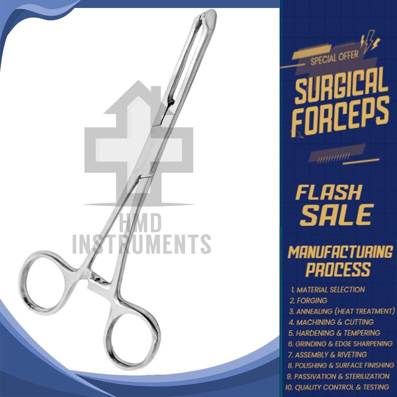 Allis Tissue Forceps – 6" Straight Surgical Tool With 4x5 Teeth and ...