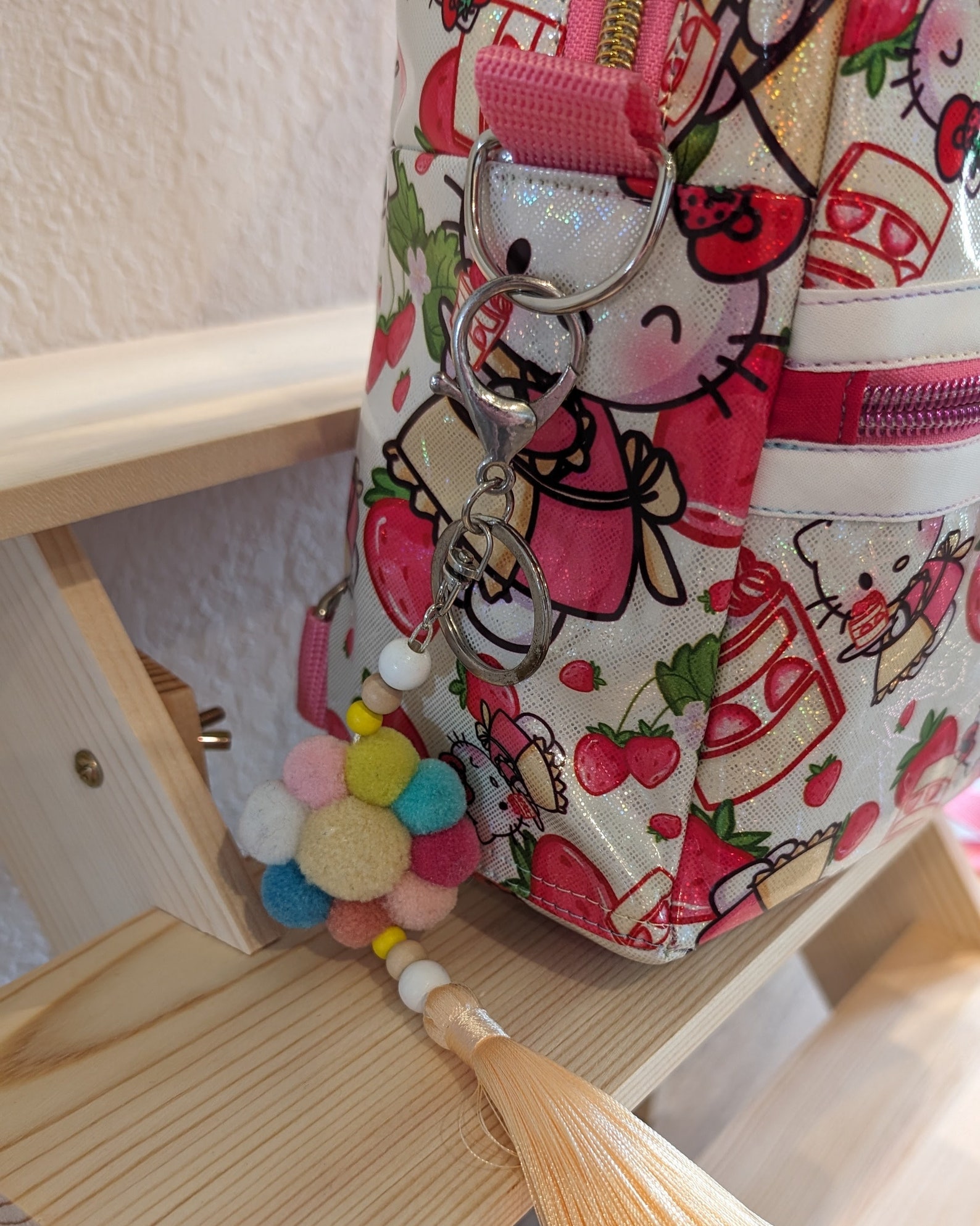 Kitty and Strawberry Themed Mini Backpack - Handmade, Small Back Pack ...