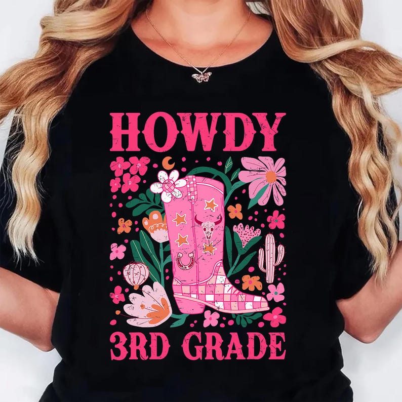 Howdy 3rd Grade Western PNG, Cowgirl Disco Back to School Shirt Design ...