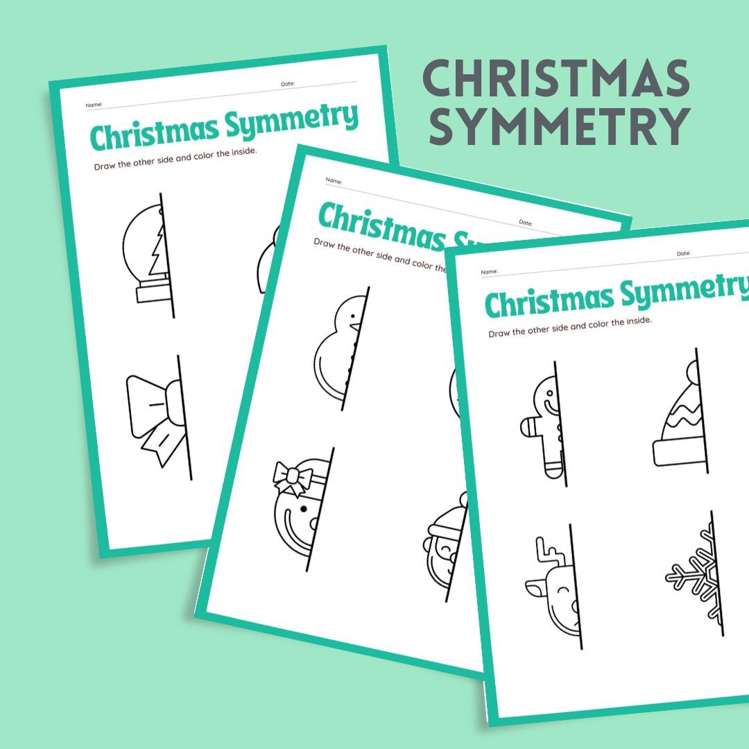 Christmas Symmetry Worksheets | Fun Holiday Drawing Activity for Kids ...
