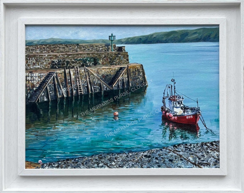 Original Clovelly Oil Painting | Fishing Boat | Home Decor | Framed ...