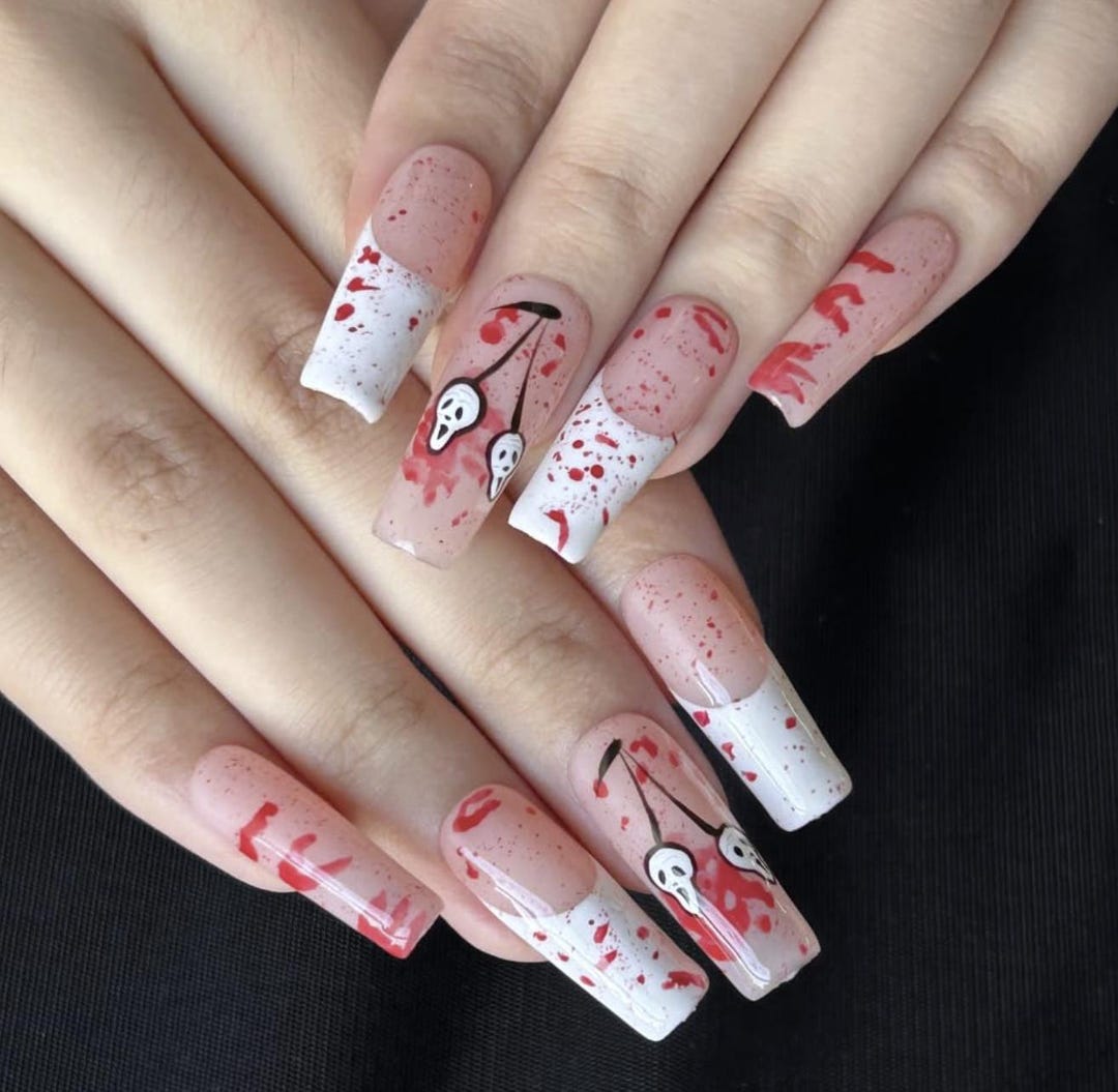 Spooky Ghostface Cherry Press-on Nails, Scream Ghostface Cherry Bloody ...
