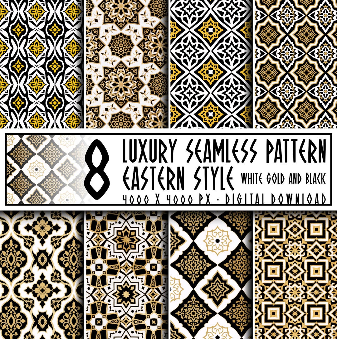 8 Luxury Seamless Patterns | Middle Eastern Arabesque Tile Designs ...