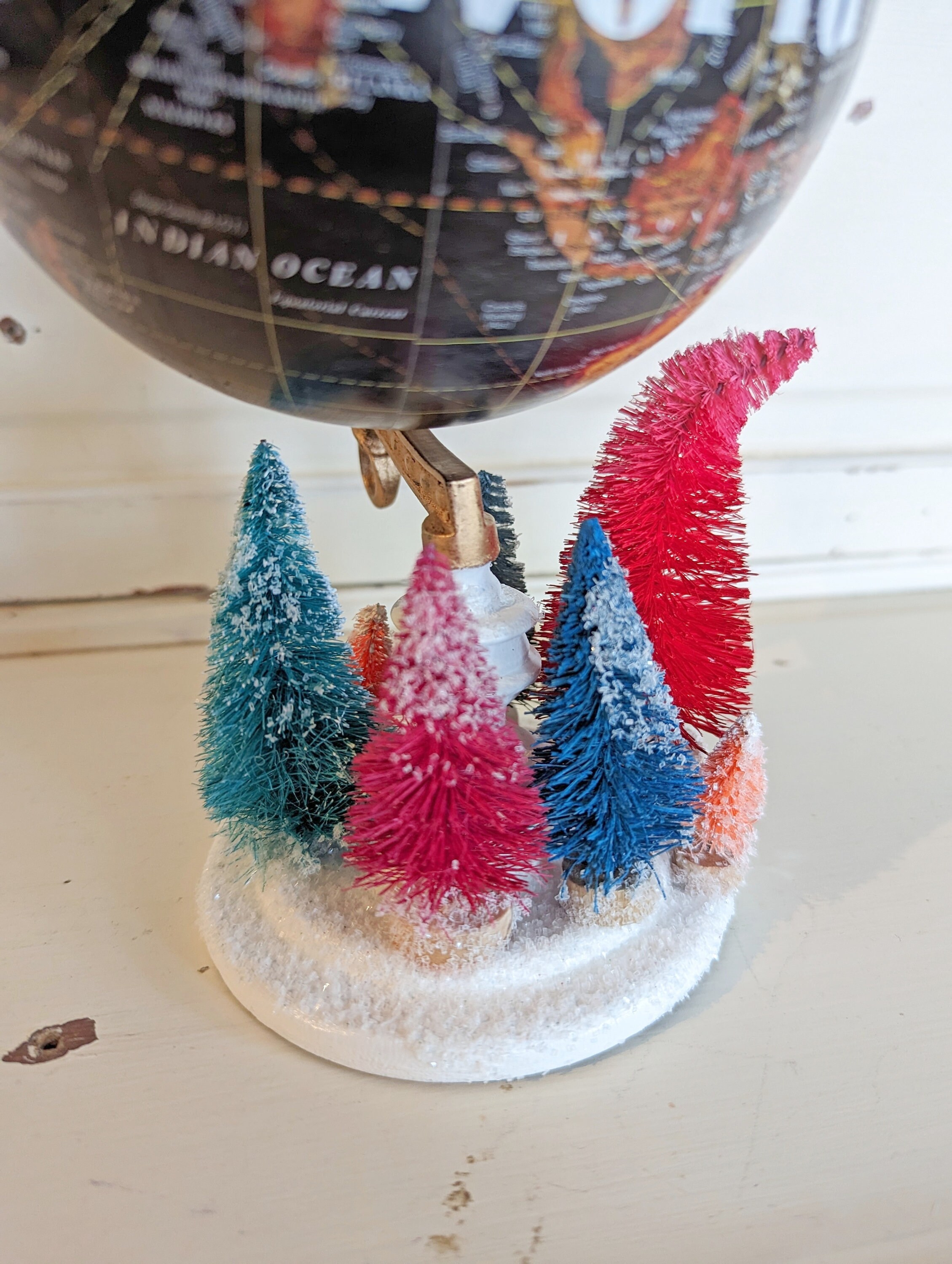 Handmade Joy to the World Christmas Globe Altered World Globe With ...