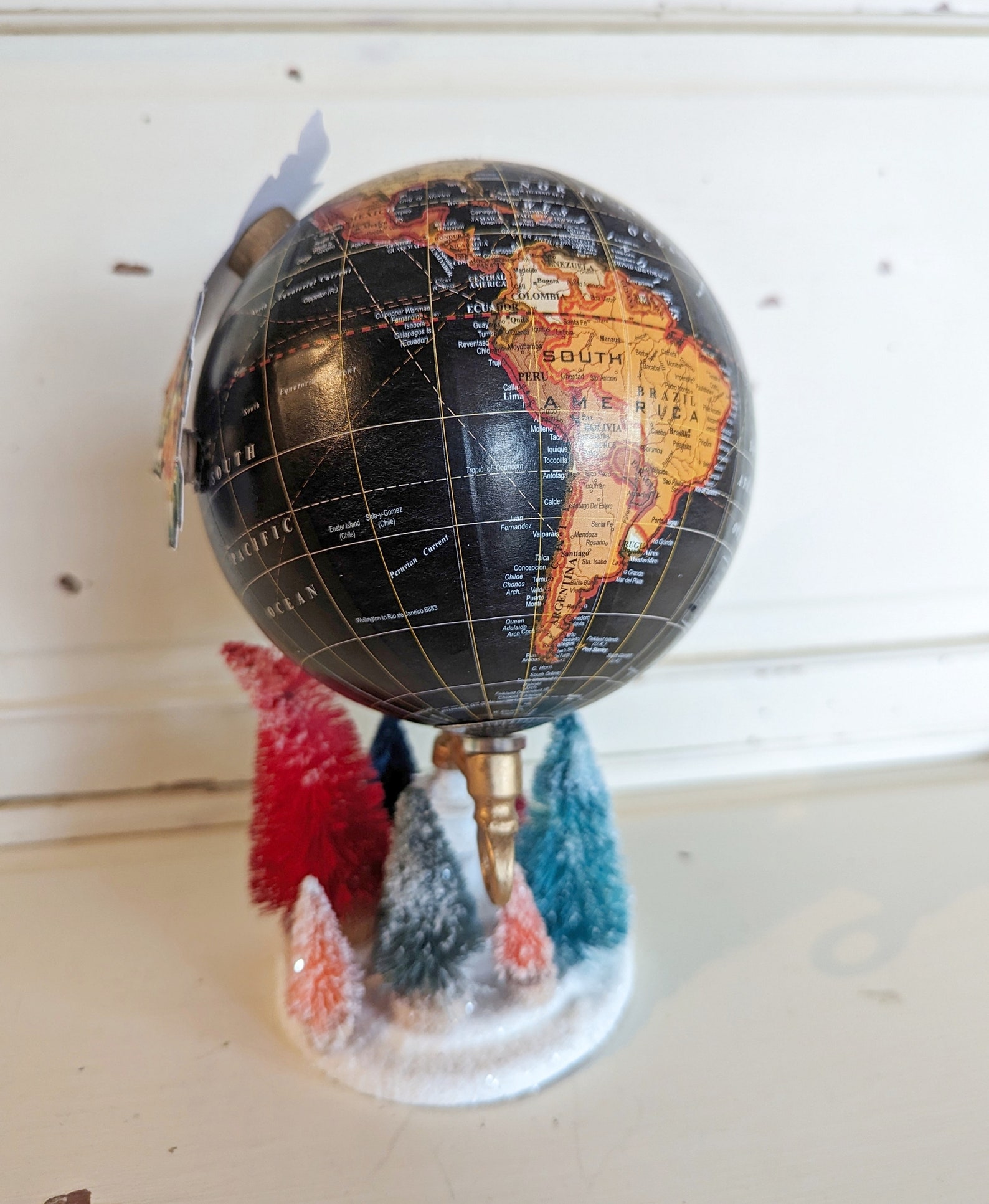 Handmade Joy to the World Christmas Globe Altered World Globe With ...