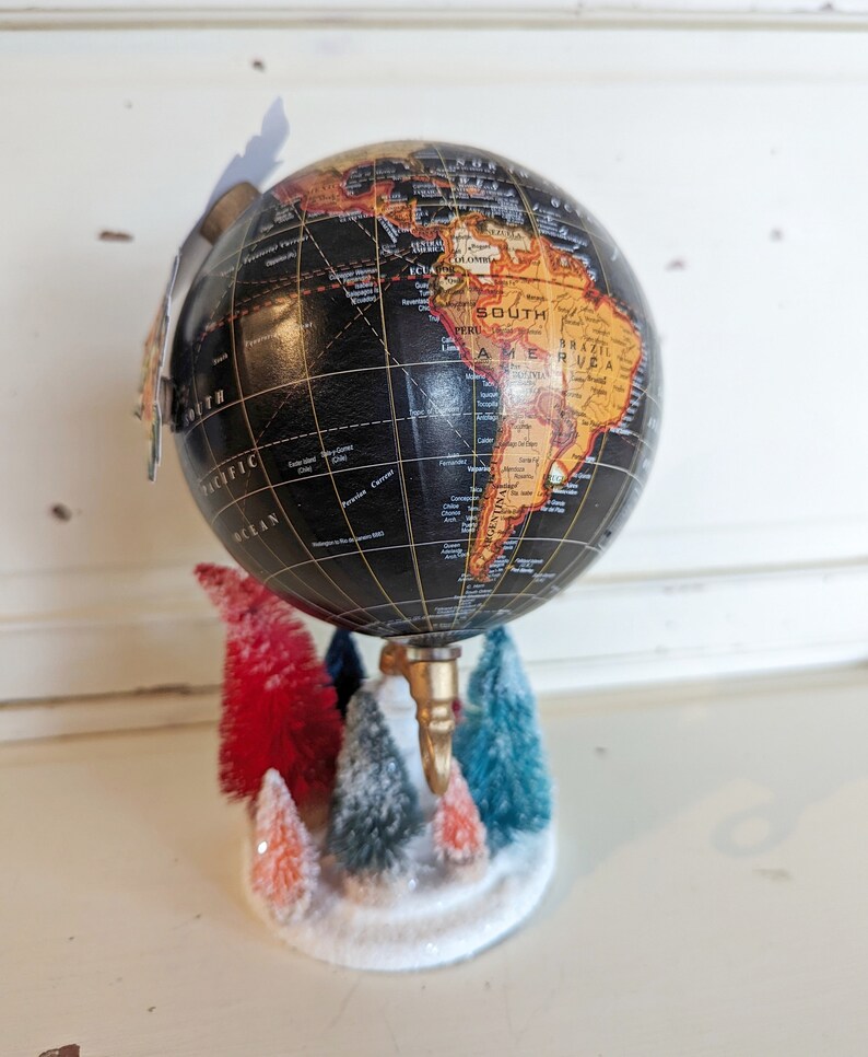 Handmade Joy to the World Christmas Globe Altered World Globe With ...