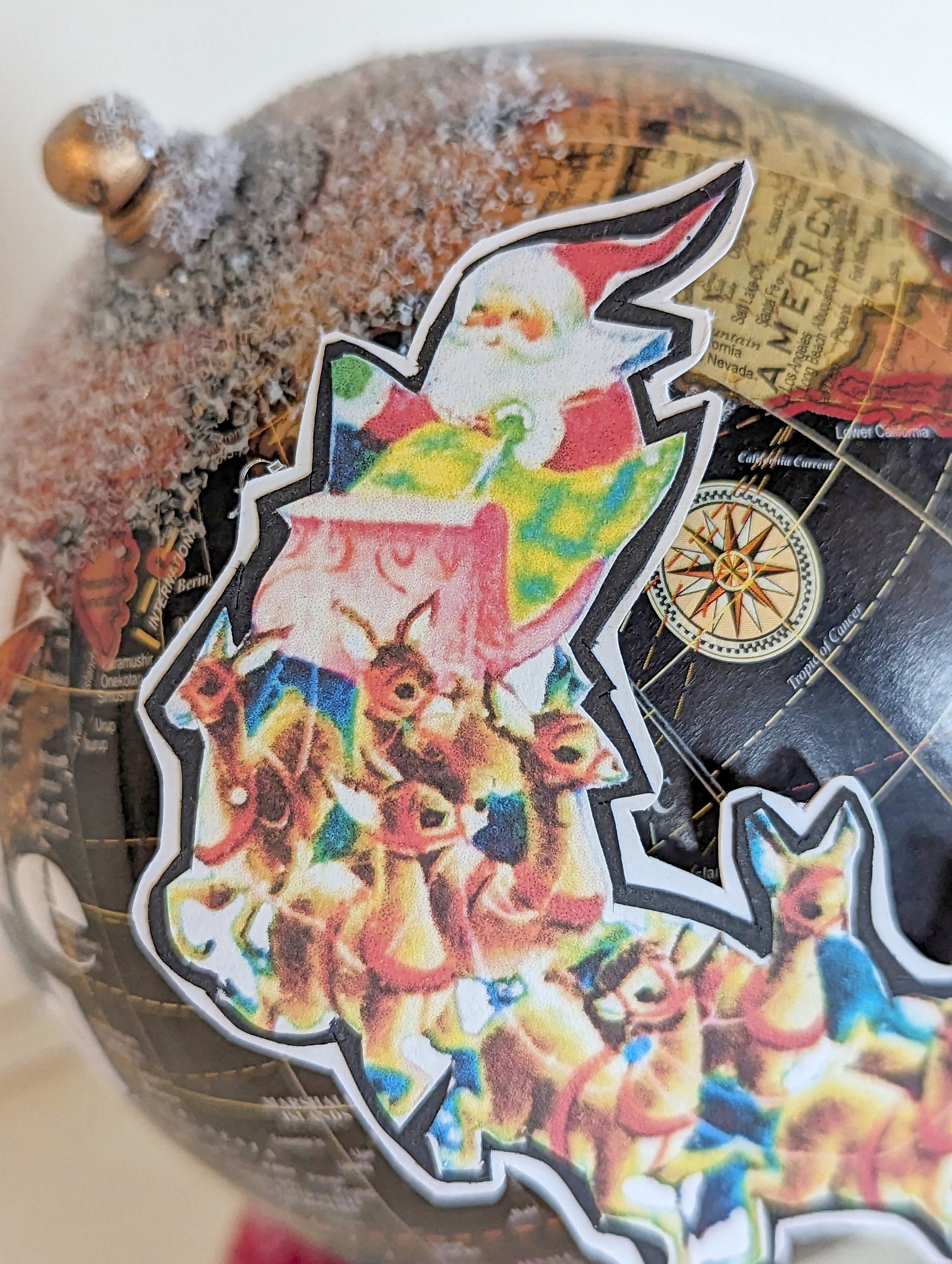 Handmade Joy to the World Christmas Globe Altered World Globe With ...