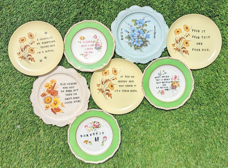 Upcycled Vintage Plate Hand -stamped Wall Hanging 5 Star Review ...