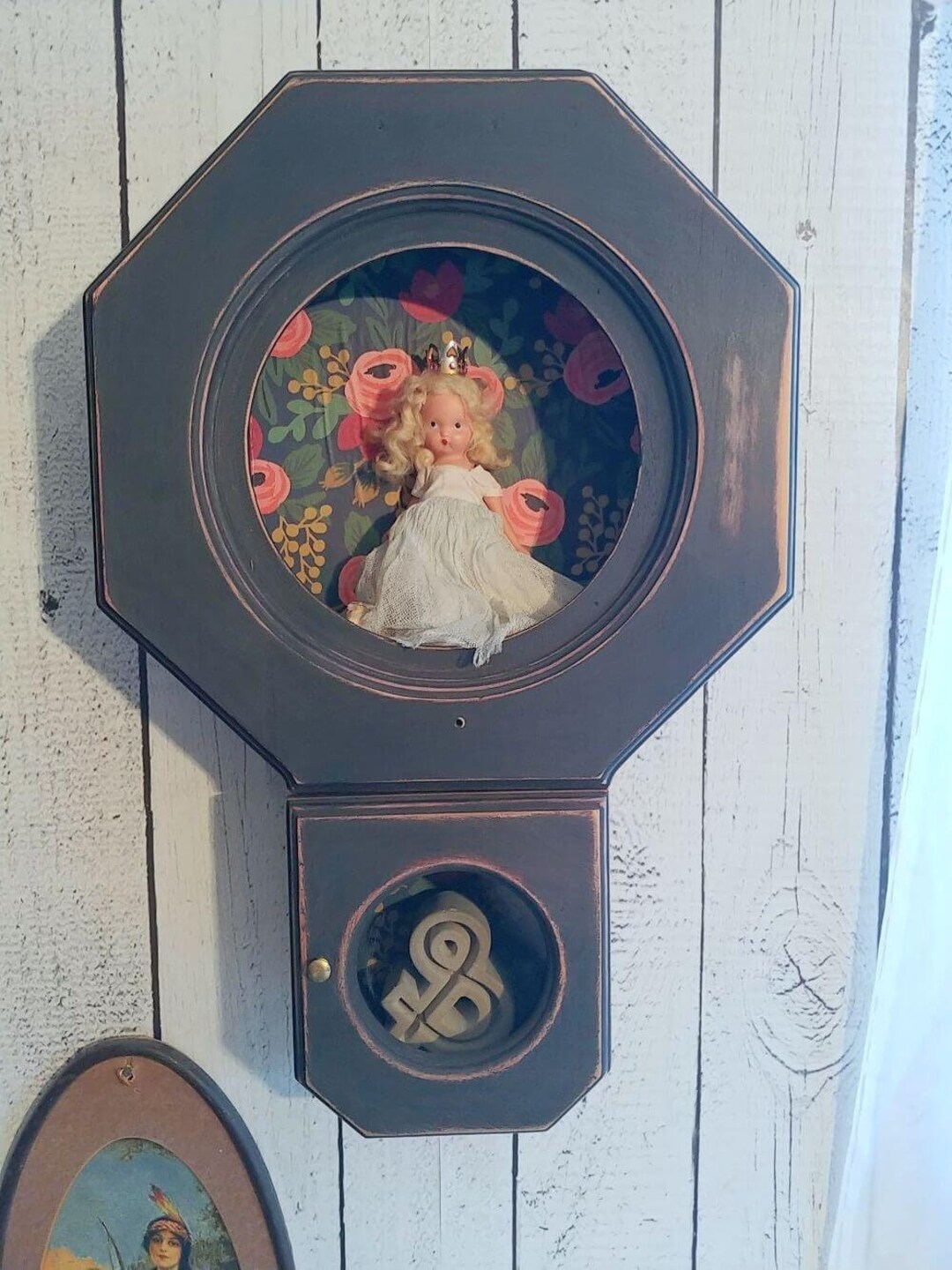 Repurposed Vintage Clock Case Wall Hanging Shelf Upcycled Vintage Clock ...