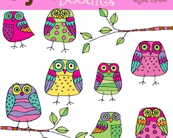 KPM Fall owls digital clip art | Etsy