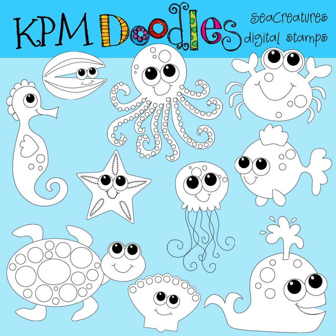 KPM Bright Sea Creatures Digital Clip Art COMBO - Etsy