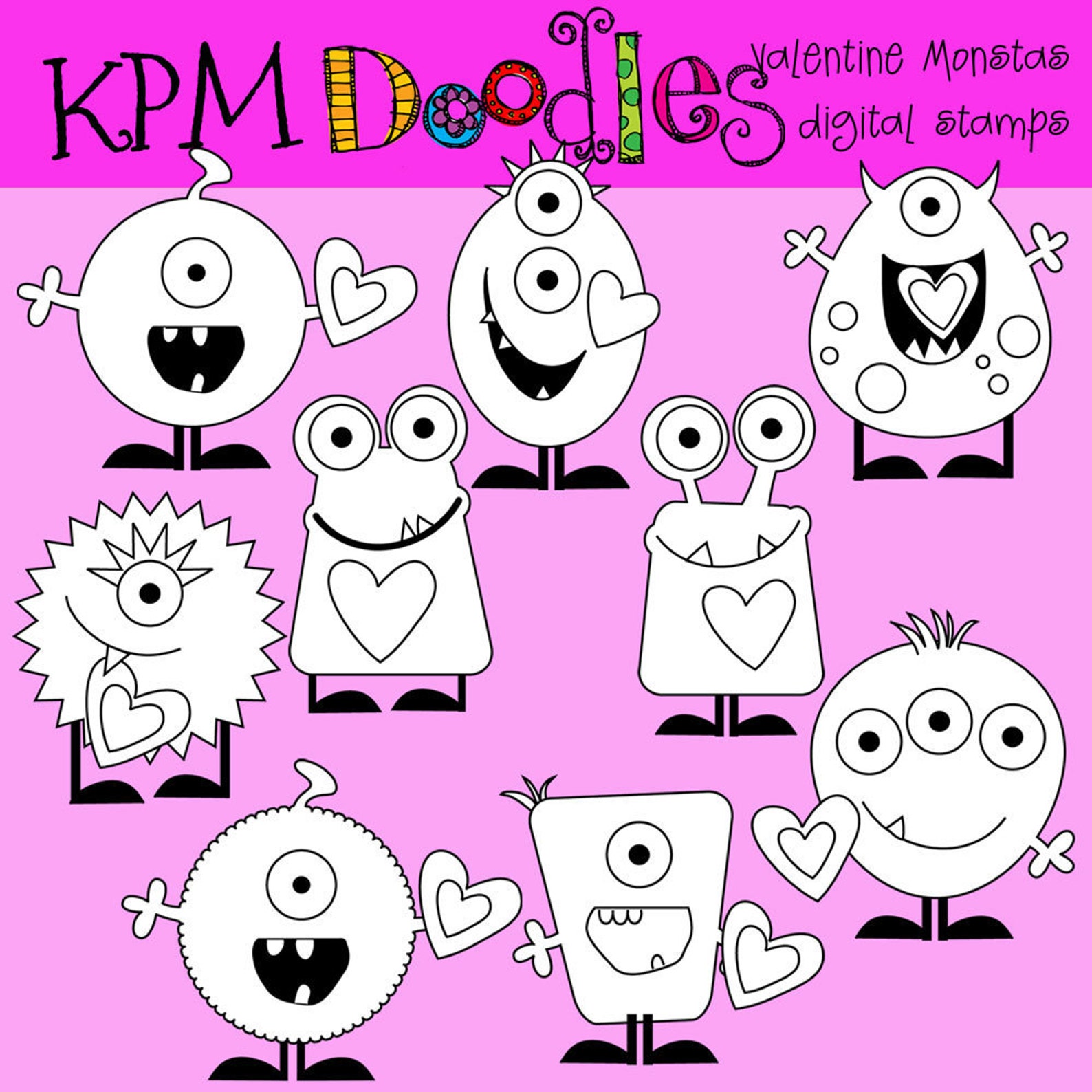 KPM Love Monsters Digital Clip Art COMBO | Etsy