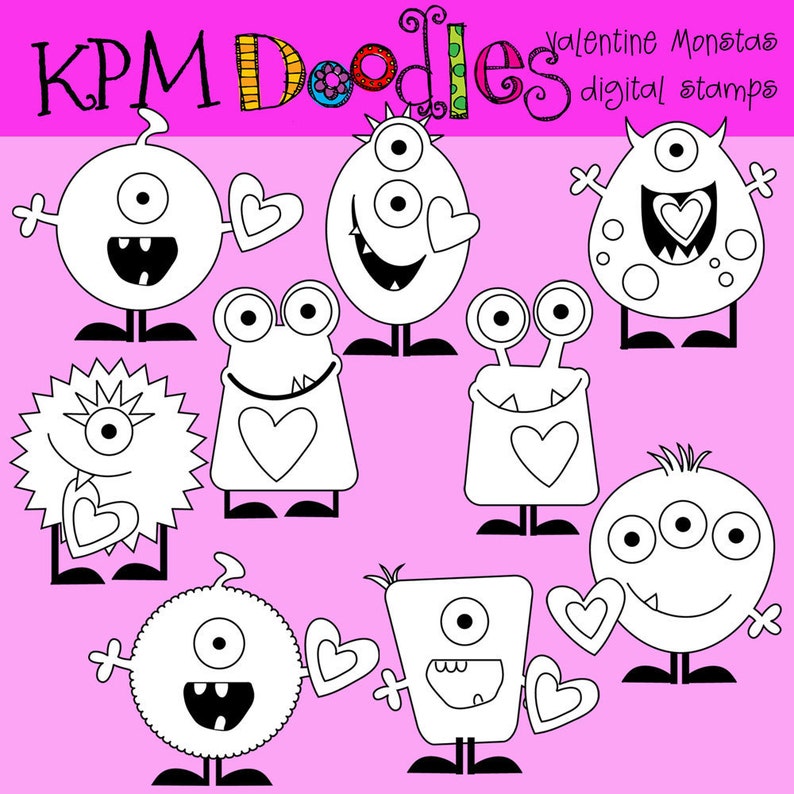 KPM Love Monsters Digital Clip Art COMBO - Etsy