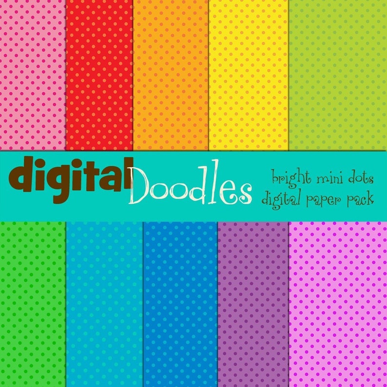 Mini Dots Digital Paper Pack Bright - Etsy