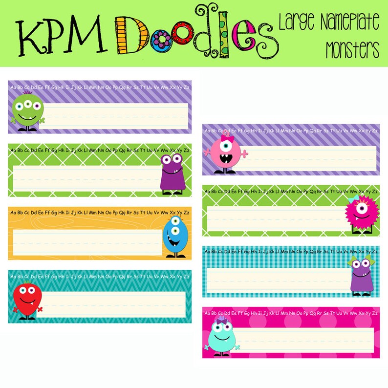 KPM Large Name Card Printables Monsters - Etsy