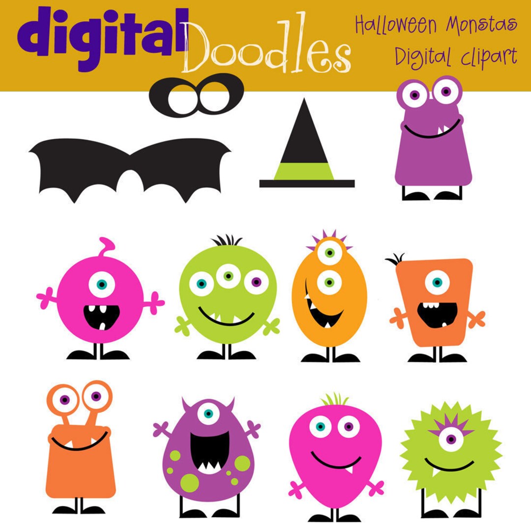 KPM Halloween Monsters Digital Clipart - Etsy