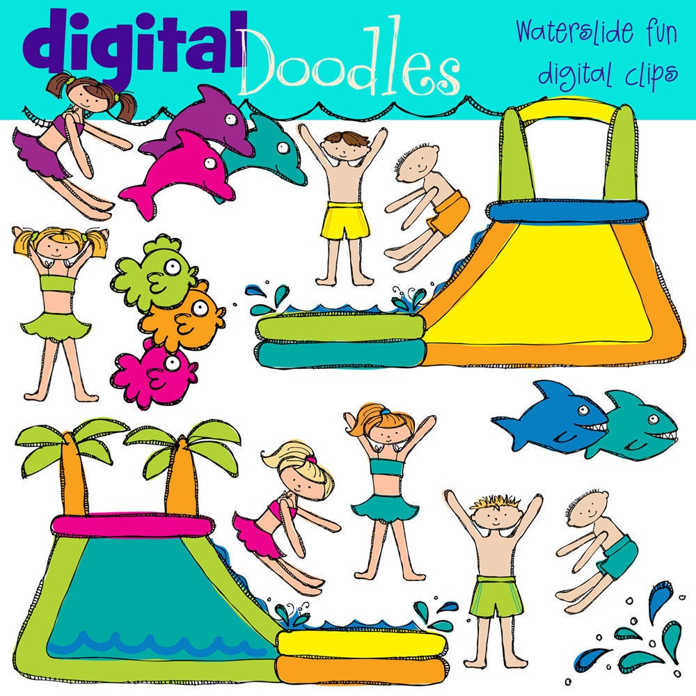 KPM Water Slide Fun Digital Clip Art - Etsy